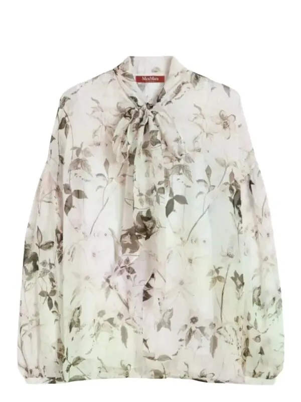 Max Mara Floral Bow Blouse - Neutrals