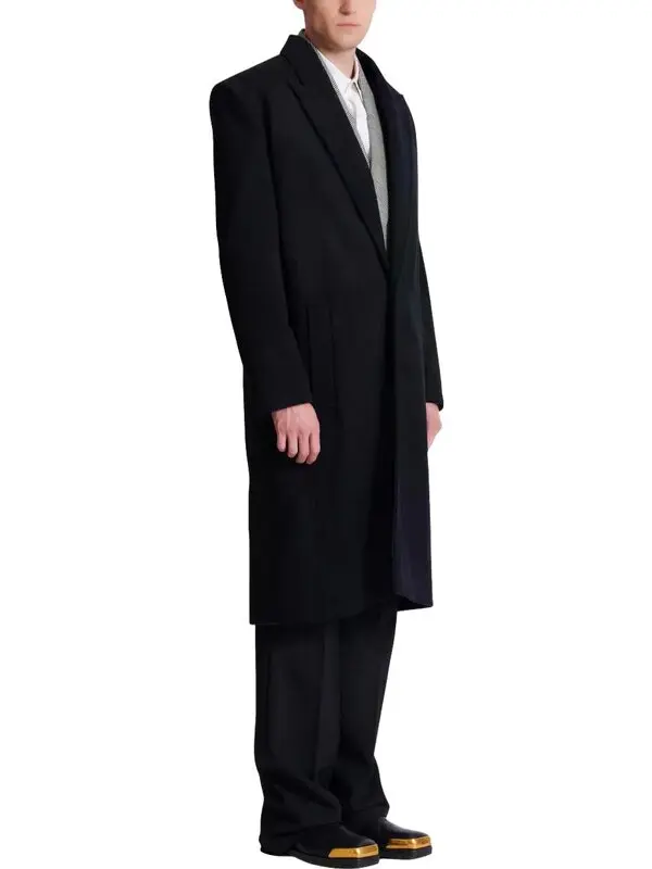 Balmain Single-breasted Wool Coat - Black