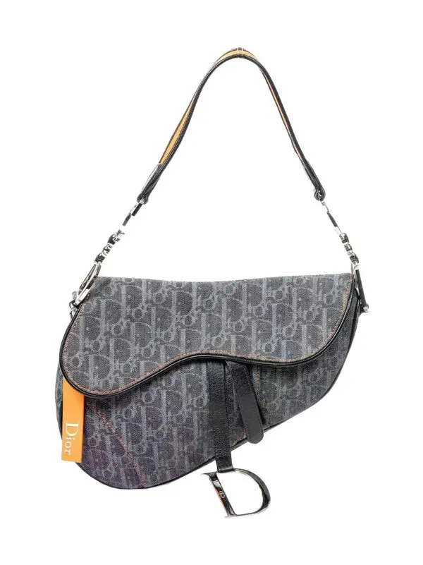 Dior Flight Saddle Oblique Denim Tote Bag - Blue