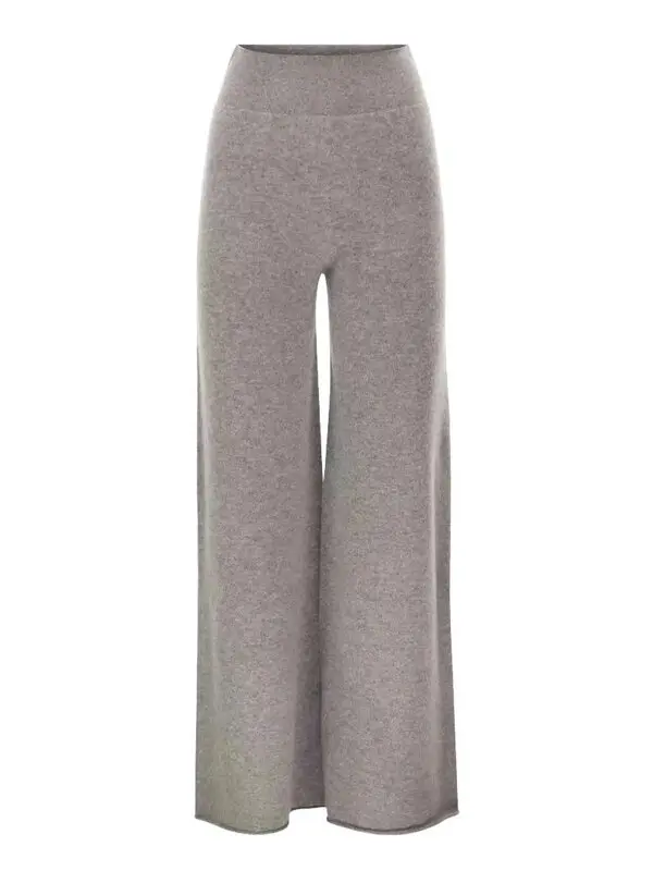 VANISE Cashmere Wide Leg Palazzo Pants - Grey