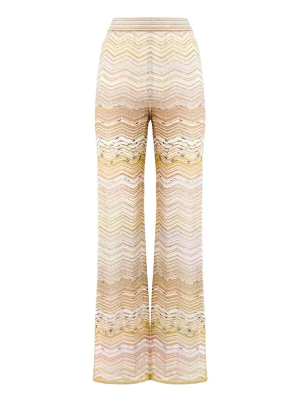 Missoni Chevron-knit Sequin-embellished Trousers - Neutrals
