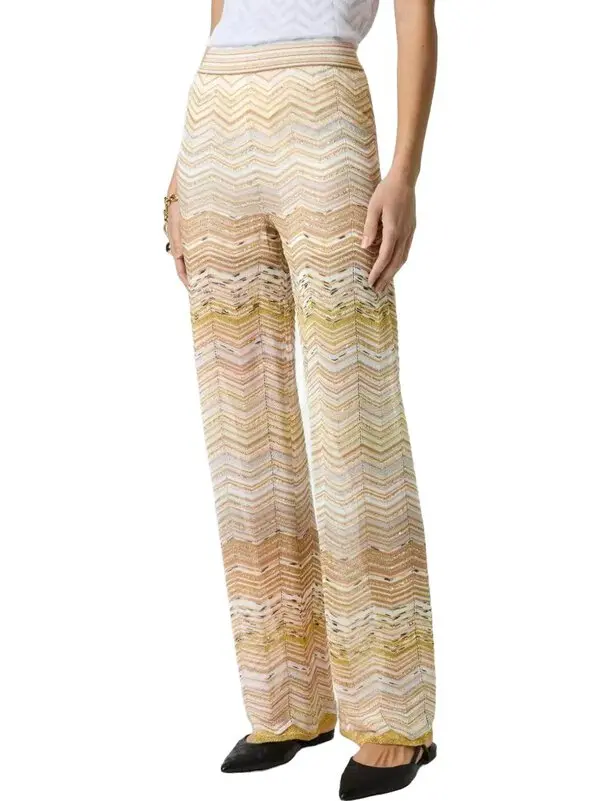 Missoni Chevron-knit Sequin-embellished Trousers - Neutrals