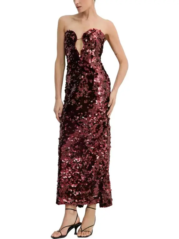 Bardot Braya Sequin-embellished Midi Dress - Red