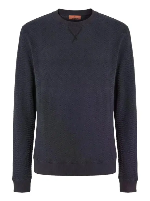 Missoni Crew Neck Chevron Pattern Sweatshirt - Blue