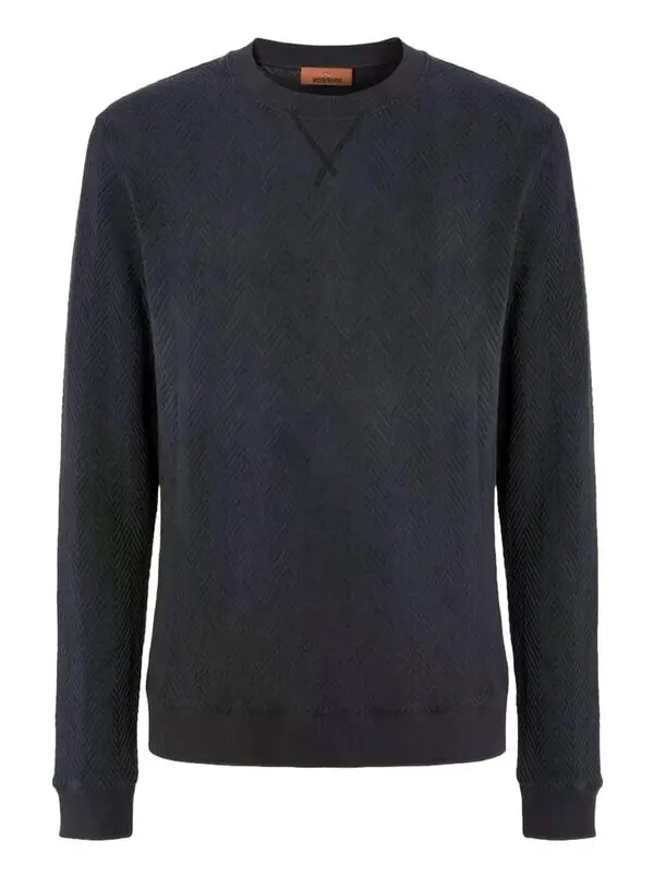 Missoni Crew Neck Chevron Pattern Sweatshirt - Blue