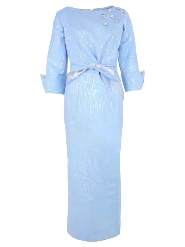 BARUNI Embellished Belted Midi Dress - Blue