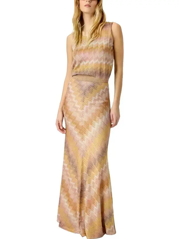 Missoni Chevron Pattern Maxi Skirt - Neutrals
