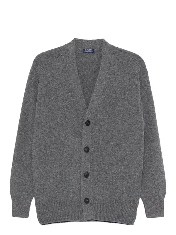 BARBA NAPOLI Merino Wool V-neck Cardigan - Grey
