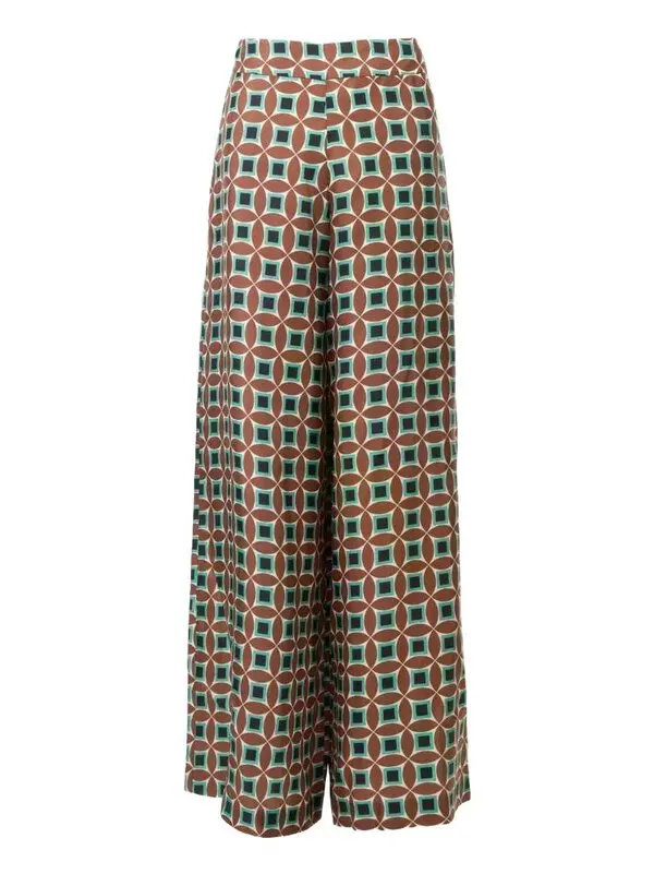 Biyan Geometric Print High Waist Trousers - Brown