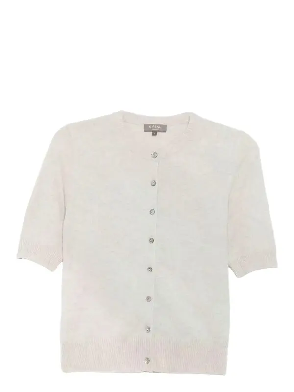 N.peal Pebble Grey Short Sleeve Button Cardigan - Neutrals