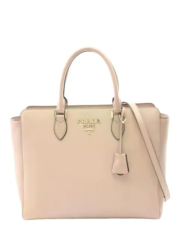Prada Two-way Logo Detail Tote Bag - Neutrals