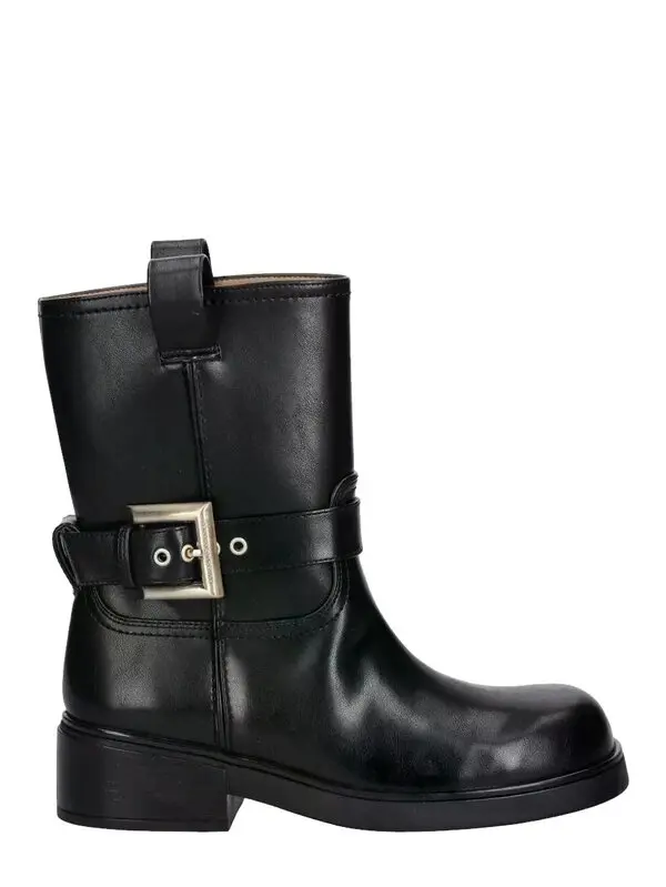 Armani Exchange Buckled Strap Boots - Black