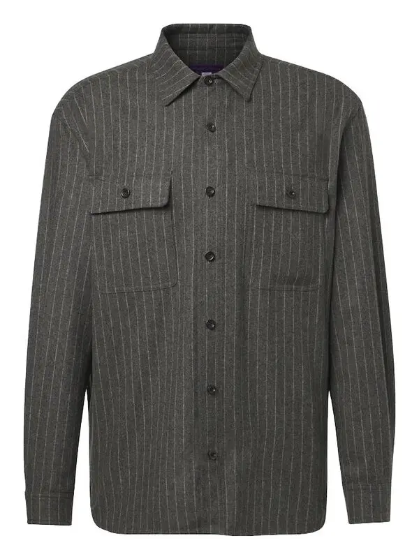 Ralph Lauren Purple Label Pinstripe Wool Shirt - Grey