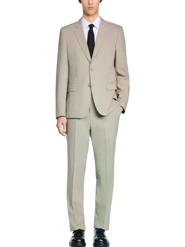 Sandro Wool Suit Jacket - Neutrals