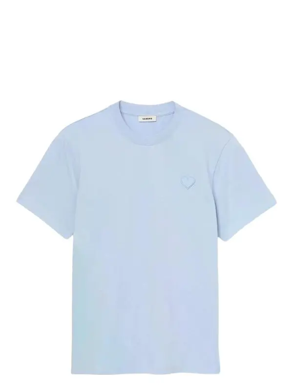 Sandro T-shirt With Heart Patch - Blue