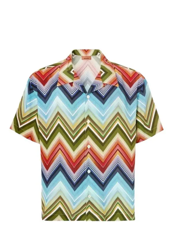 Missoni Bowling Shirt With Macro Zigzag Print - Blue