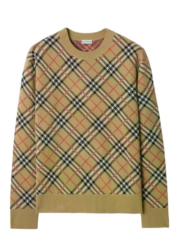 Burberry Check Crew-neck Sweater - Neutrals