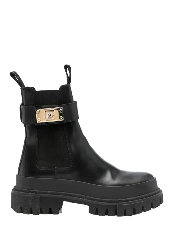 Dolce & Gabbana Logo Strap Chelsea Boots - Black