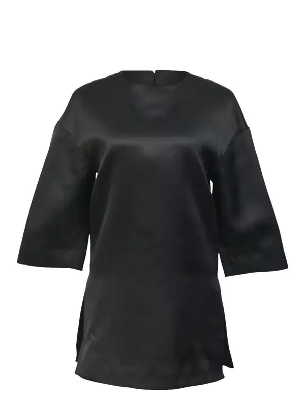 Celine Round Neck T-shirt With Side Slits - Black