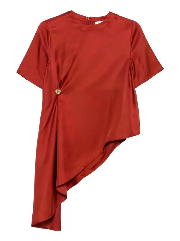 Loulou De Saison Madea Button-detail Asymmetric Blouse - Red
