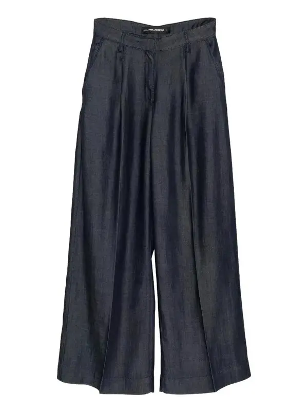 Karl Lagerfeld Wide-leg Embroidered Jeans - Blue