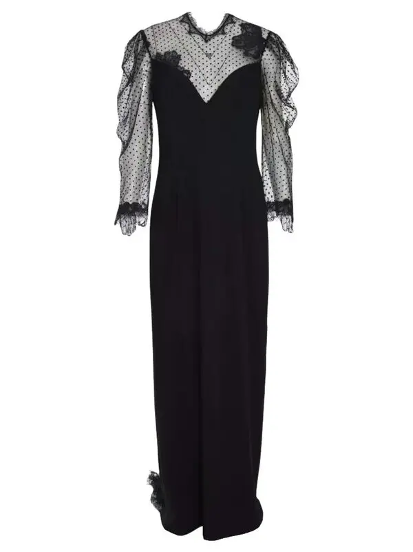 Prabal Gurung Lace Polka-dot Maxi Dress - Black