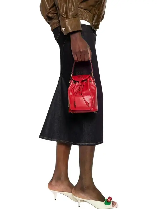 Miu Miu Mini Leather Logo Backpack - Red