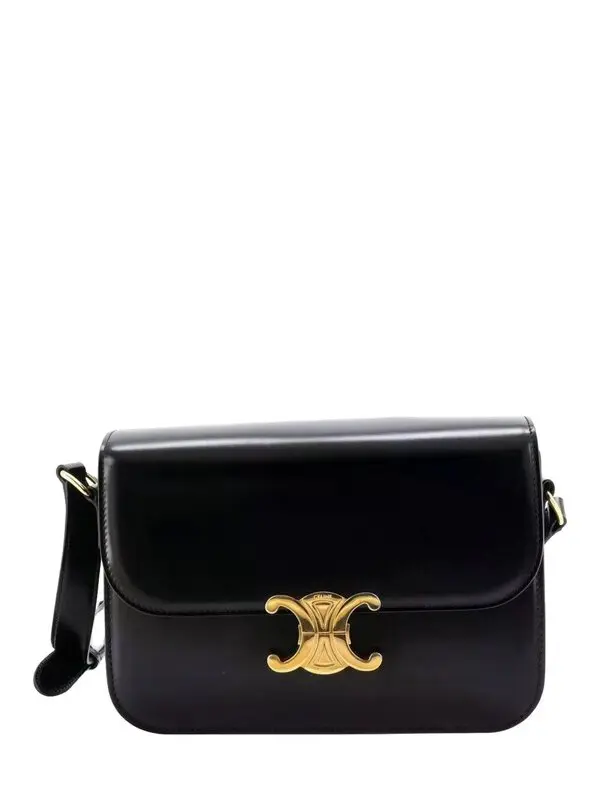 Celine Triomphe Shoulder Bag In Smooth Calfskin - Black