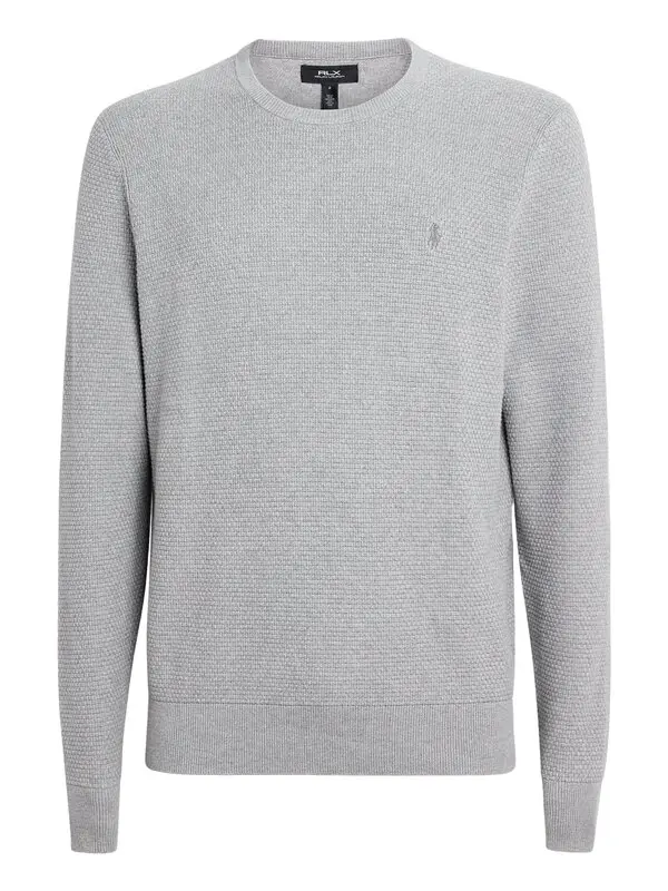 Rlx Ralph Lauren Textured Cotton-blend Crew Neck Sweater - Grey