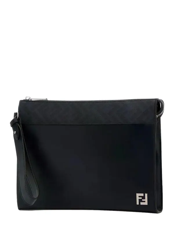 Fendi Ff-appliqué Clutch - Black