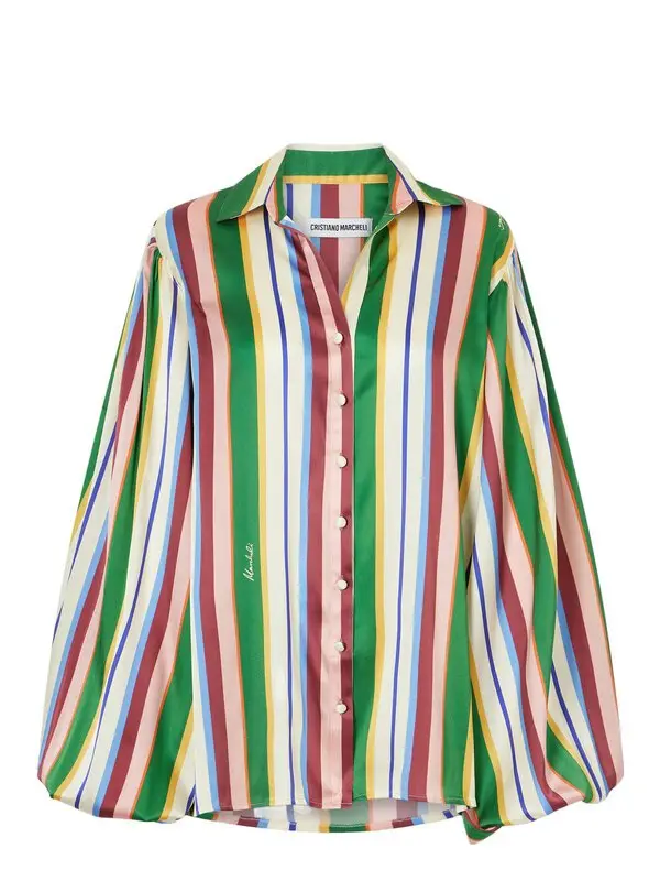 CRISTIANO MARCHELI Mia' Striped Stretch-silk Satin Shirt - Multi