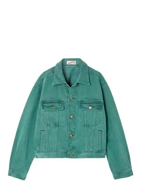 SANDERLAK Pine Wash" Denim Trucker Jacket - Green