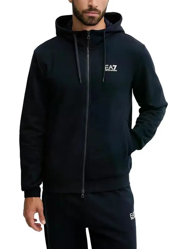 EA7 Logo-print Hoodie - Blue