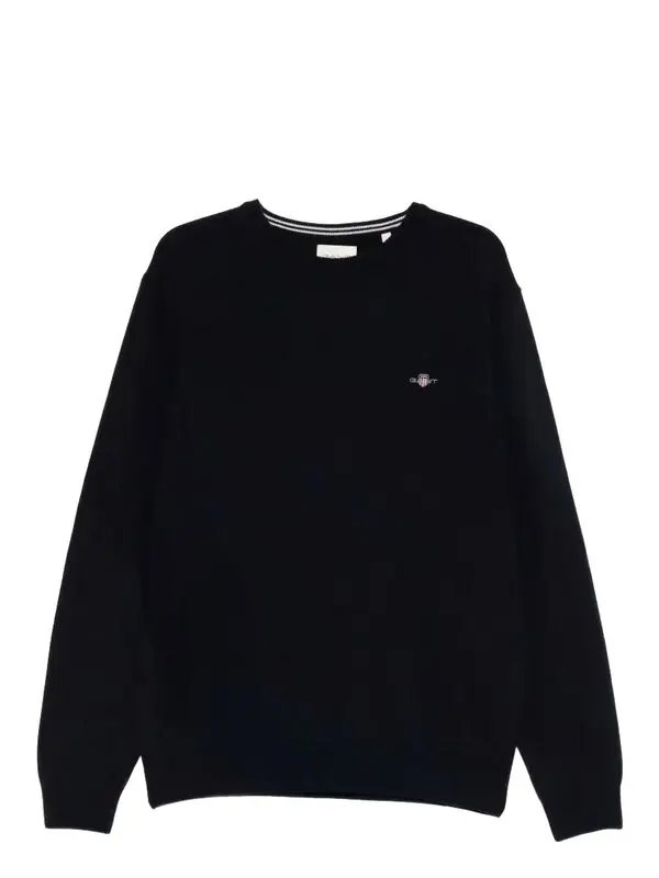 Gant Logo Detail Crew Neck Jumper - Blue