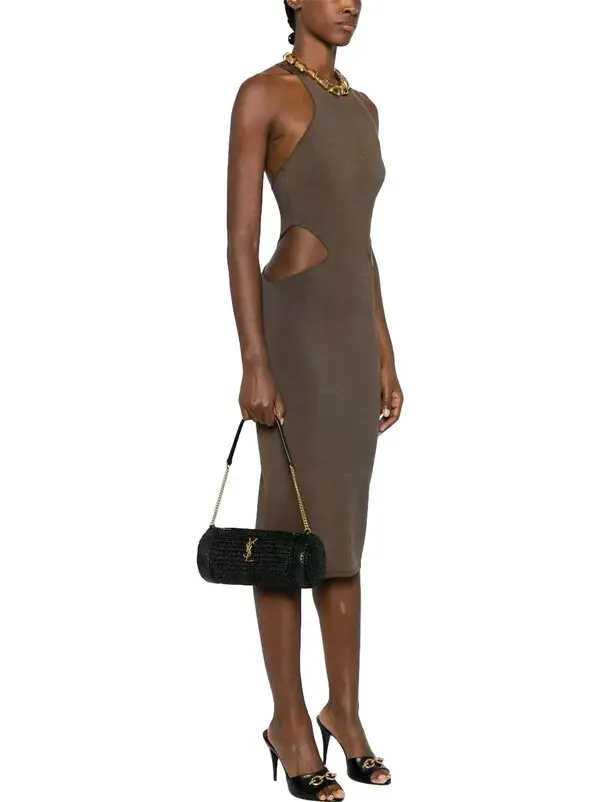 Saint Laurent Small Sade Raffia Shoulder Bag - Black