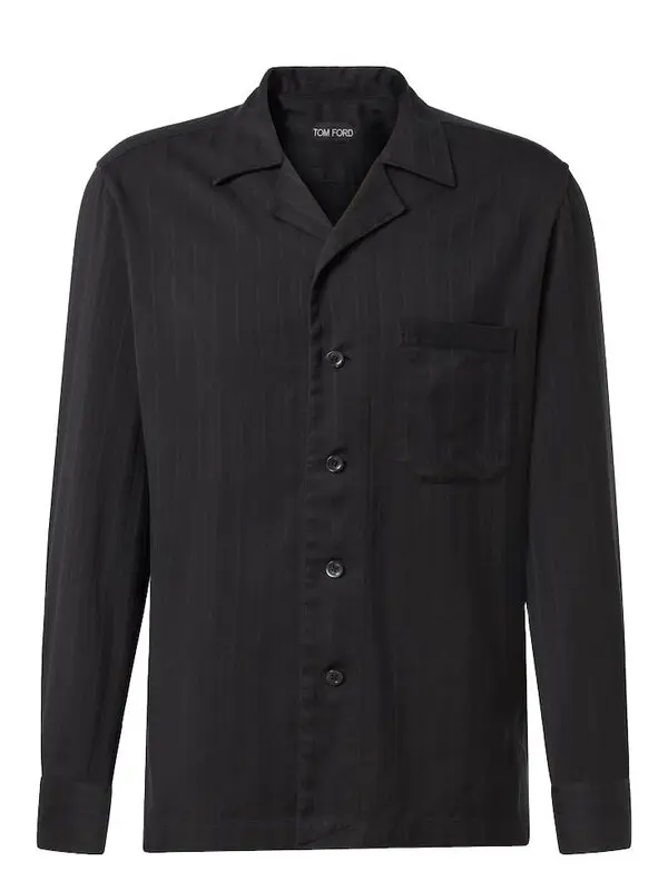 TOM FORD Striped Cotton And Silk Shirt - Black