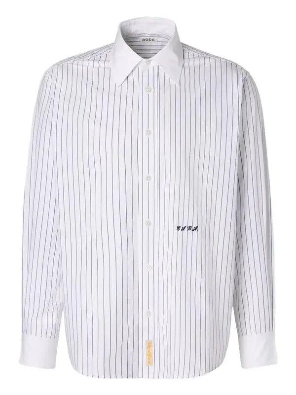 BODE Pinstripe Cotton Poplin Shirt - White