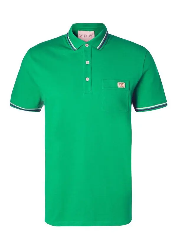 Valentino Garavani Cotton Pique Polo Shirt - Green