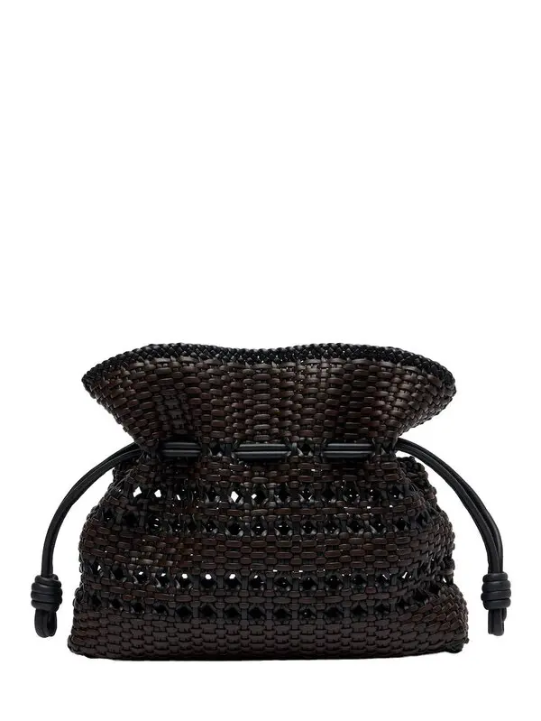 Loewe Flamenco Medium Woven Leather Clutch - Brown