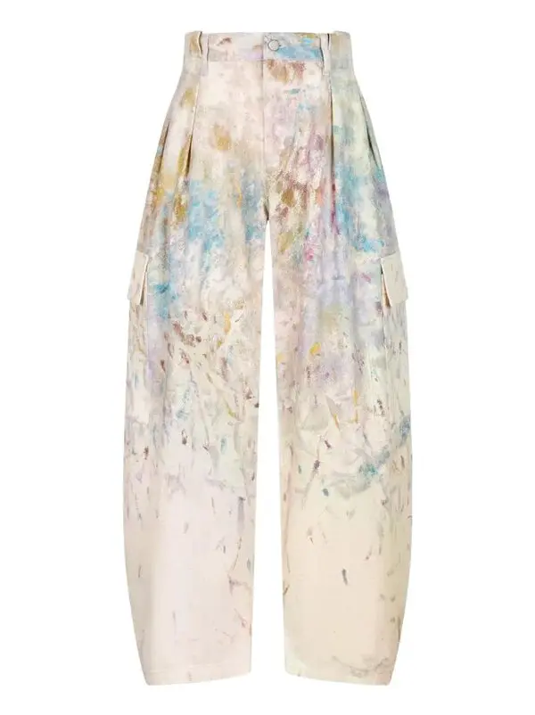 CROQUIS Cotton Printed Pocket Trousers - Neutrals