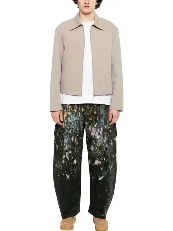 CROQUIS Cotton Printed Pants With Welt Pockets - Black