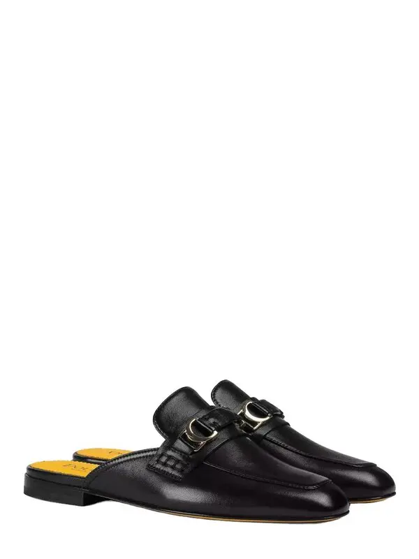 DOUCAL'S Metal Detail Leather Mules - Black