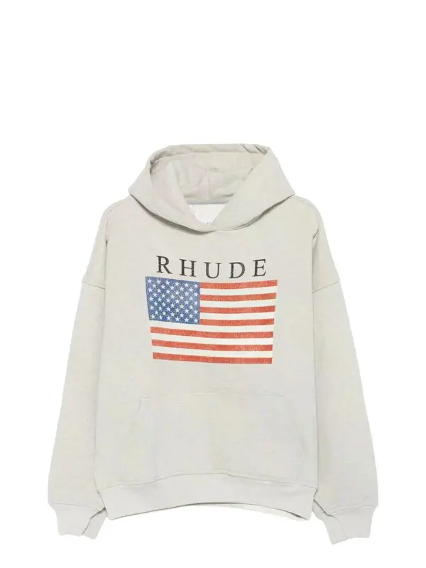 Rhude Flag Print Hoodie - Grey
