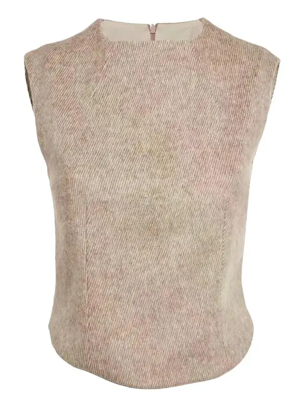 Oddmuse Sleeveless Top With Back Zip - Neutrals