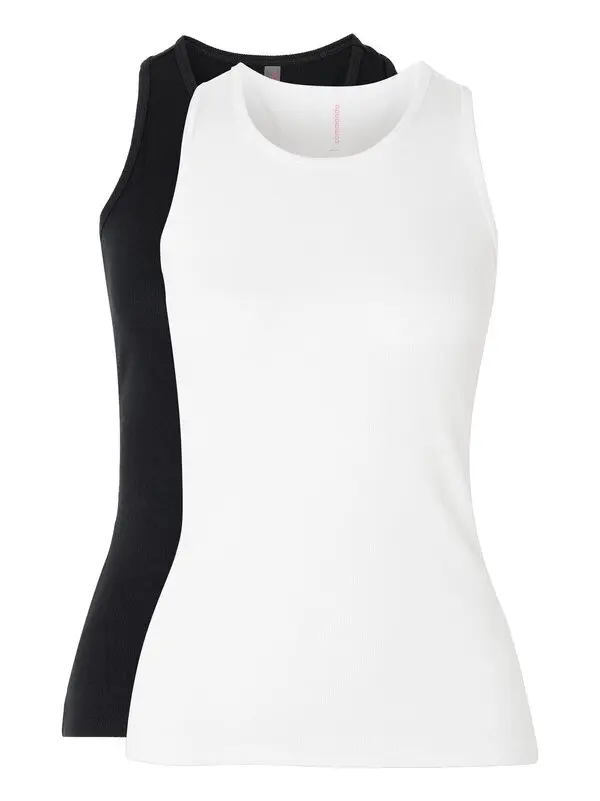 Commando Set Of Two Ribbed Stretch-jersey Tanks - Multi
