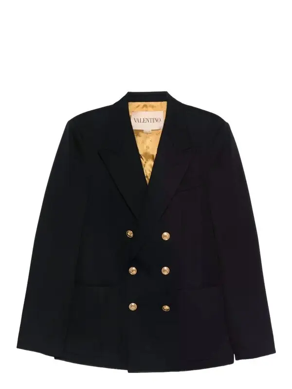 Valentino Garavani Double-breasted Wool Coat With Gold-tone Buttons - Blue