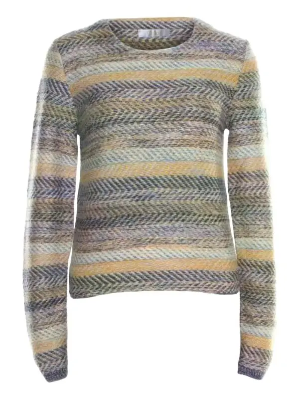 Chloé Striped Round Neck Sweater - Neutrals