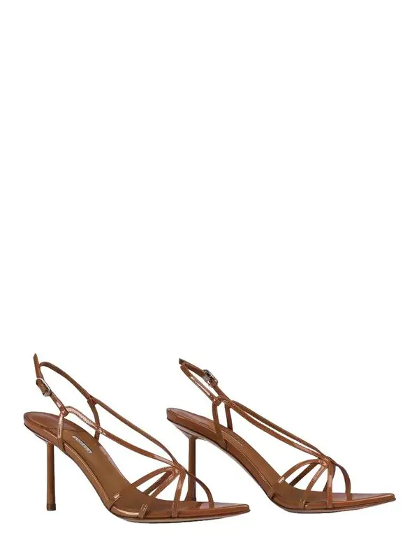 LE SILLA Eugenie Patent Finish Stiletto Sandals - Brown