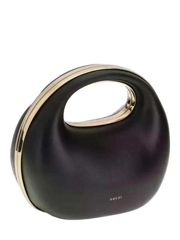 Sacai Round Leather Clutch Bag - Black