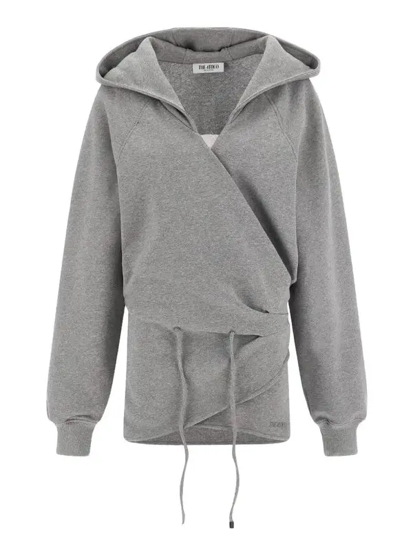 Attico Hooded V-neck Mini Dress - Grey